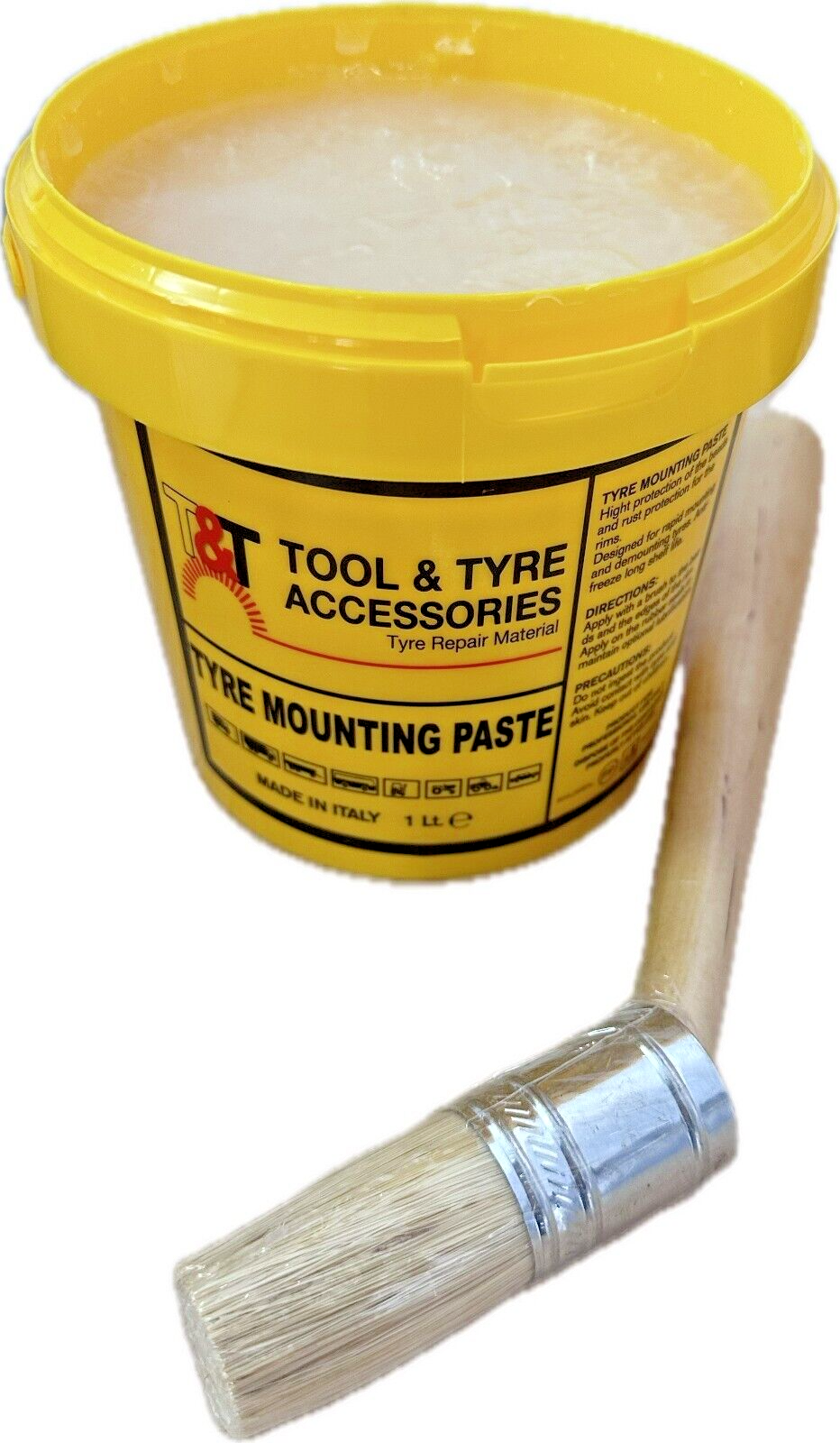 Premium Tyre Mounting Paste - Bead Wax/Lube 1kg + Angle Lube Brush Euro ...