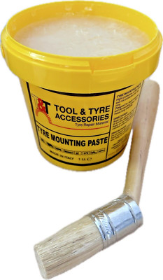 Premium Tyre Mounting Paste - Bead Wax/Lube 1kg + Angle Lube Brush Euro ...
