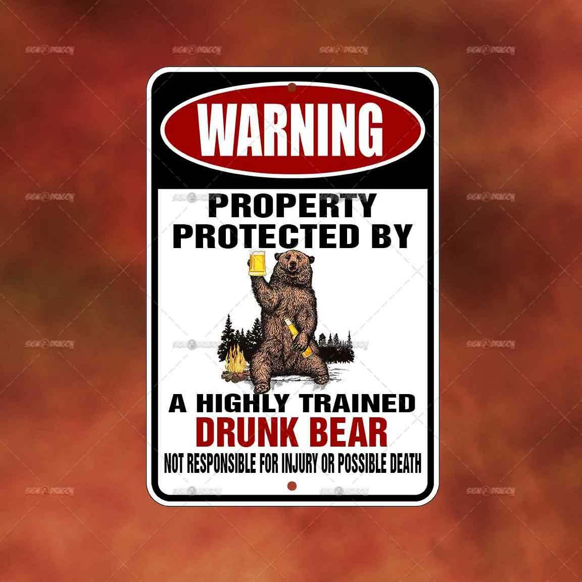 Funny Bear Warning Sign