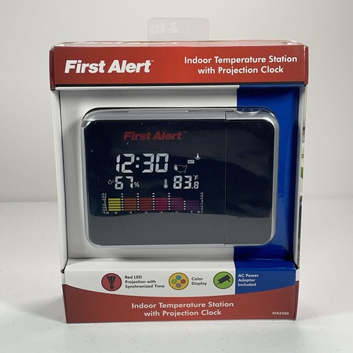 FIRST ALERT INDOOR TEMPERATURE STATION WITH PROJECTION CLOCK COLOR DISP ...