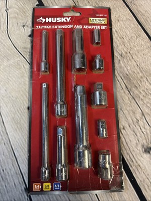 Husky 1/4", 3/8" and 1/2" Drive SAE & MM Extension & Adapter 11-piece ...