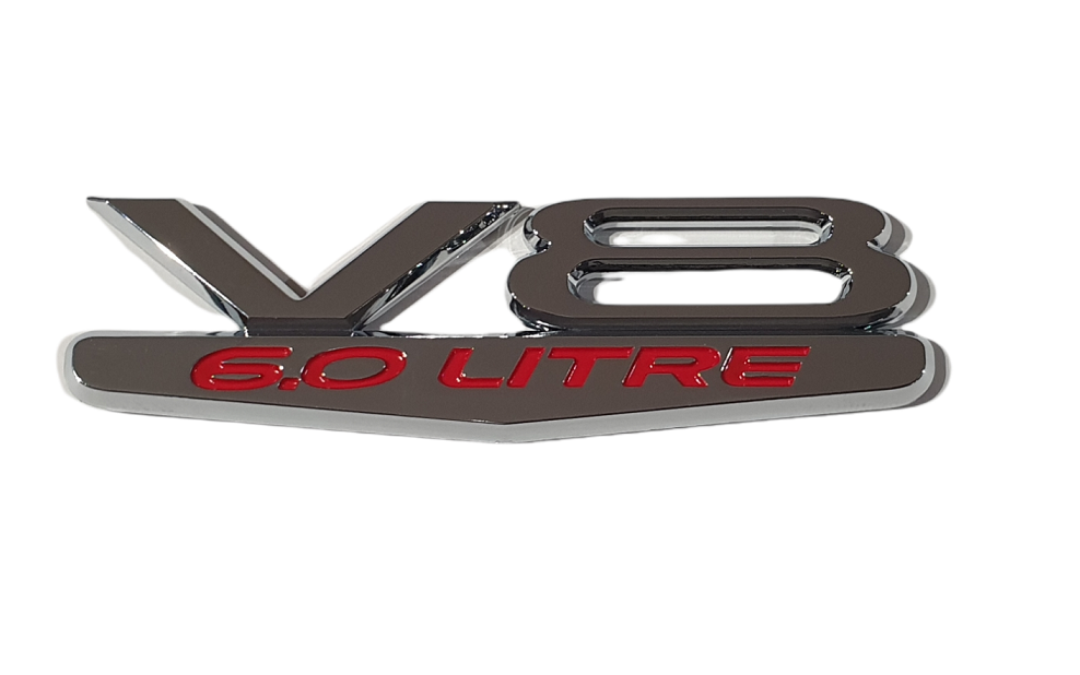 COMMODORE CHROME RED 6.0 LITRE V8 BADGE VT VX VY VZ SS V8 LS2 L76 L77 ...