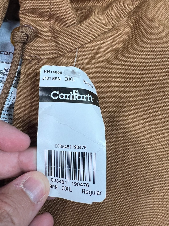 Carhartt J131-BLK 3XL Men's Jacket Brown NWT NOTE Company stitching on ...