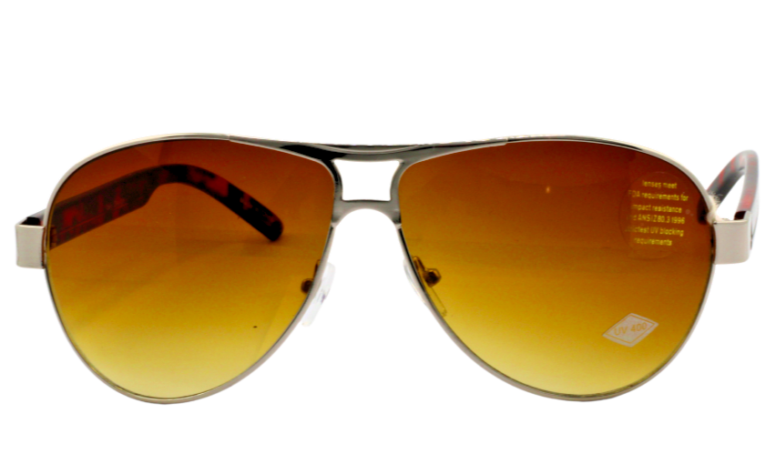 SUNGLASSES Aviator Stylish Metal Frame Tortoise Shell Arms Gradient ...