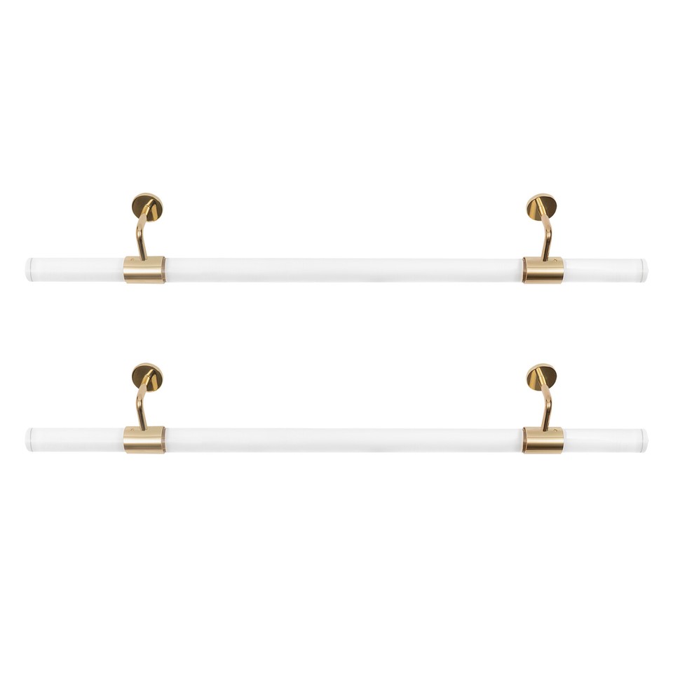 Pair Acrylic Handrail for Indoor Stairs Wall Mount Railing with Golden ...