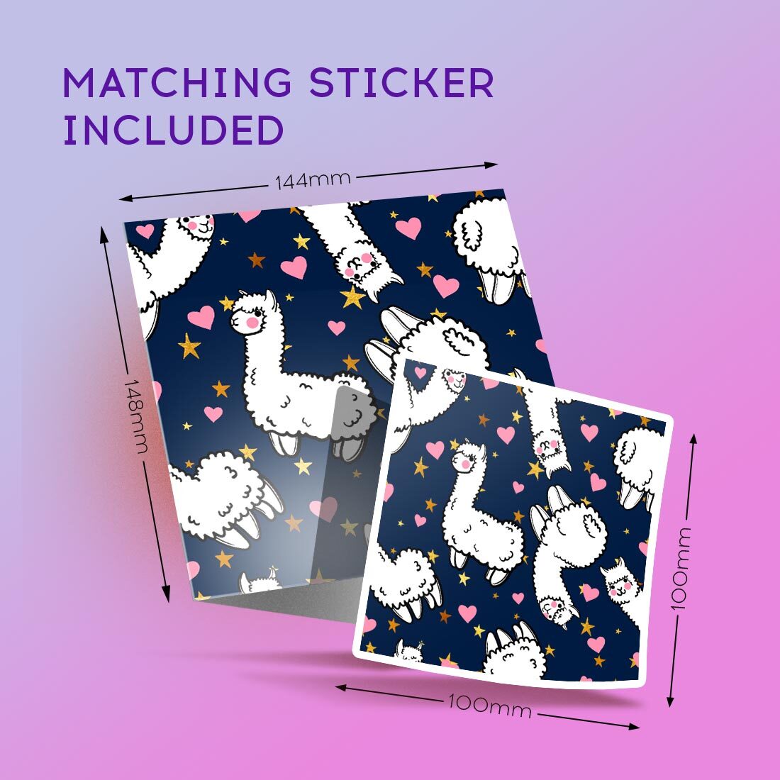 1 x Greeting Card & Sticker Set - Cute Llama Love Hearts African Llamas ...