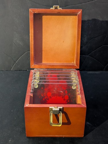 Showtime Dexter Blood Splatter Slides Glass Coaster Set of 6 in Wooden ...