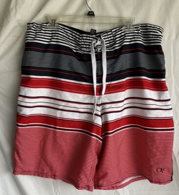 Ocean Pacific Swim Trunks Men’s XL Red White Stripes Lined Bathing Suit ...