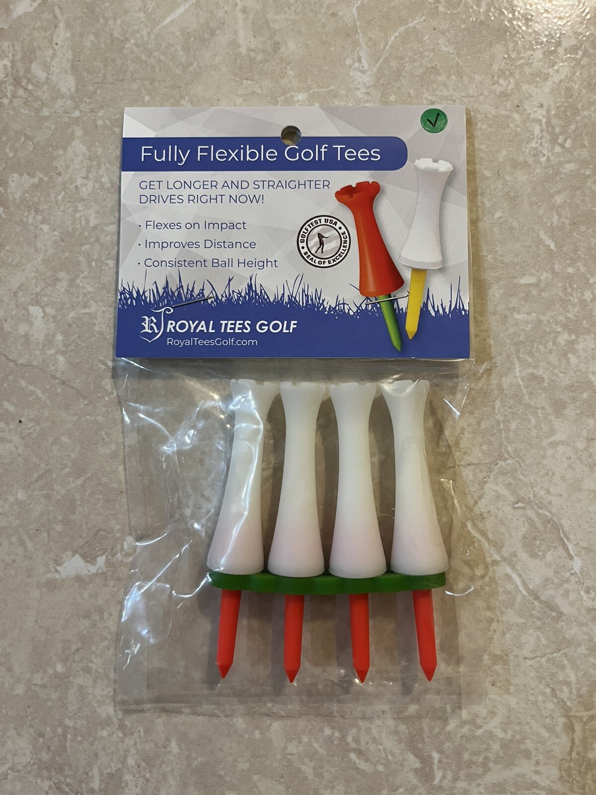 Royaltees R4 Performance 2” Pack Flexible Golf Tees White | eBay