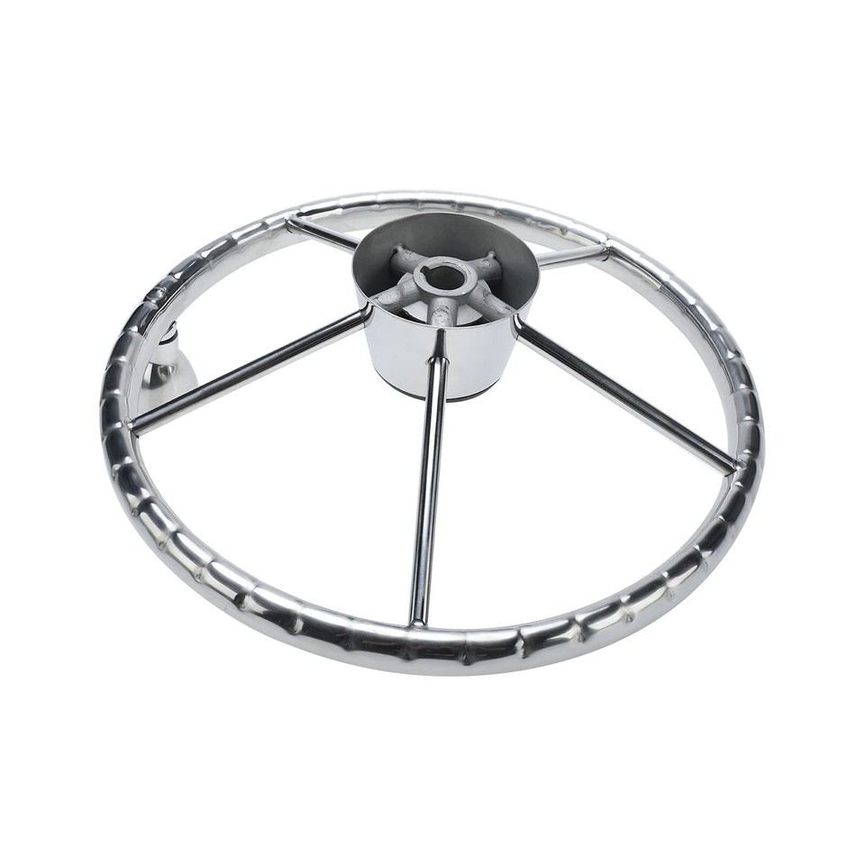Boat Steering Wheel 5 Spoke 13.5" Dia Destroyer Style Marine Wheel w/M ...