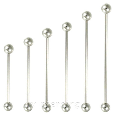 1pc. 14G 1" to 3" 316L Surgical Steel Industrial Long Barbell with 5mm ...
