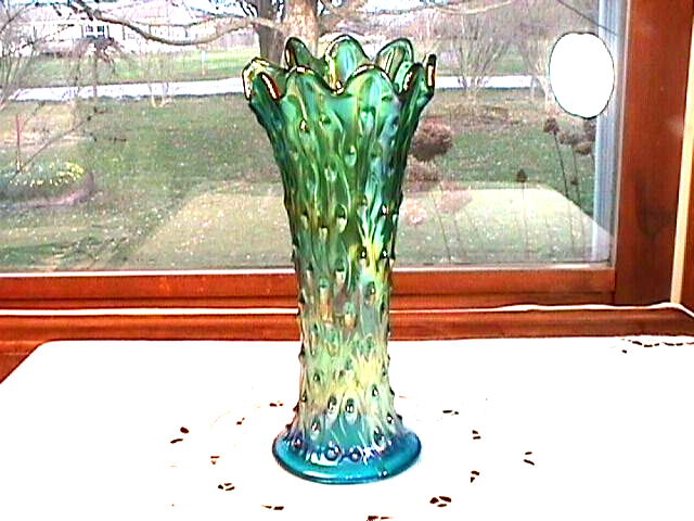 "TREE TRUNK" 10 3/4" VASE SAPPHIRE OUTSTANDING COLOR TOP TO BOTTOM BY ...