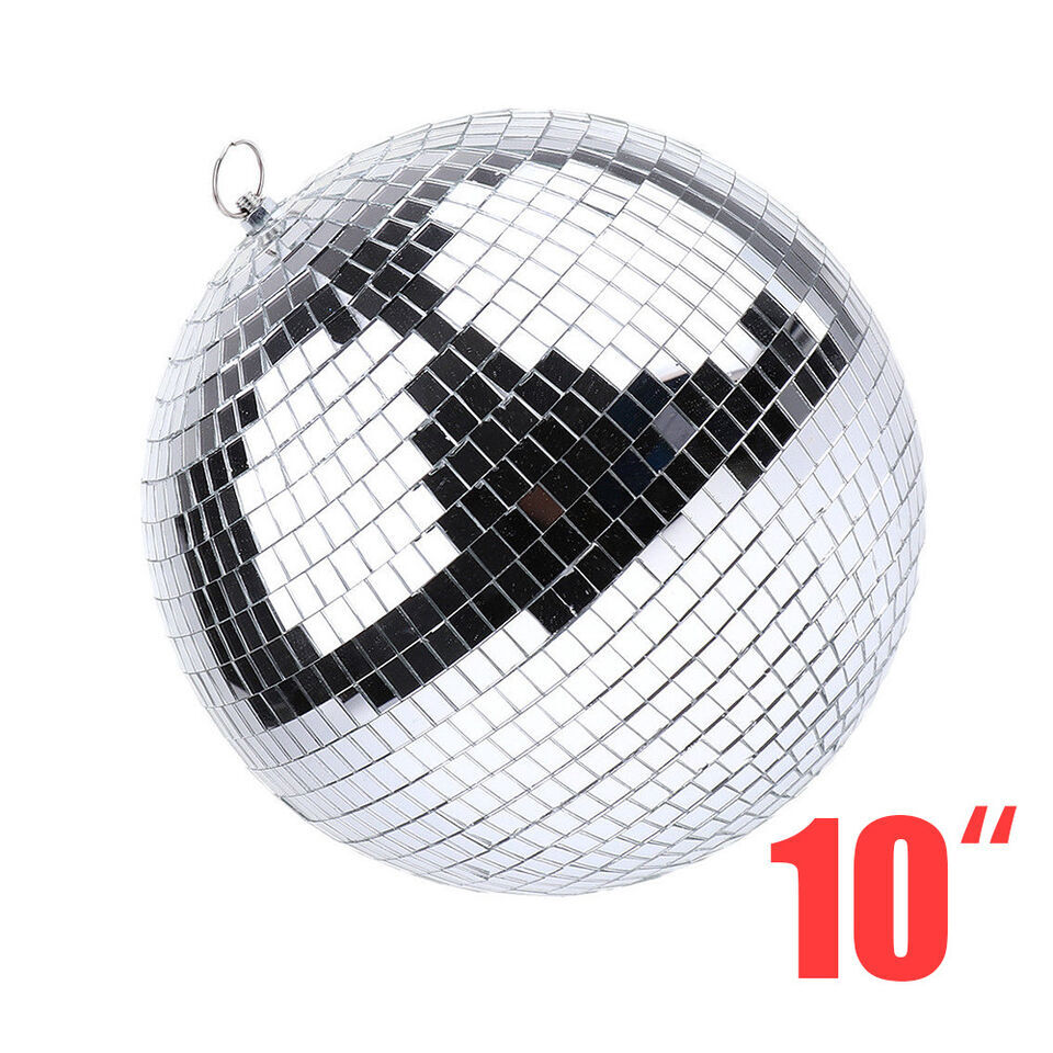8" 10" 12" Mirror Glass Disco Ball DJ Home Party Club Stage Shiny Light ...