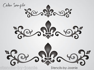 French Fleur Scroll STENCIL Vintage Border Cottage Decor Frame Cards ...