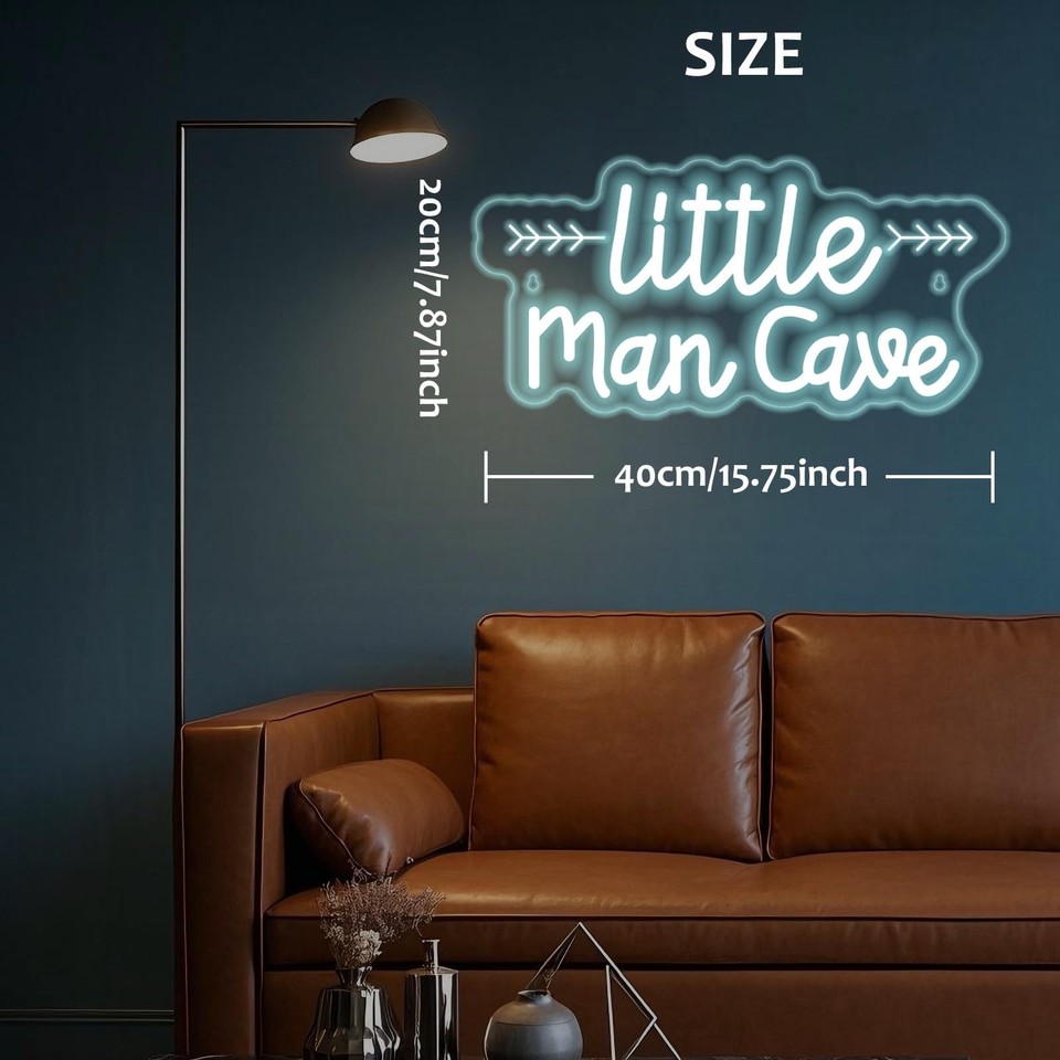 Little Man Cave Neon Sign - Retro LED Wall Art for Garage, Game Room ...