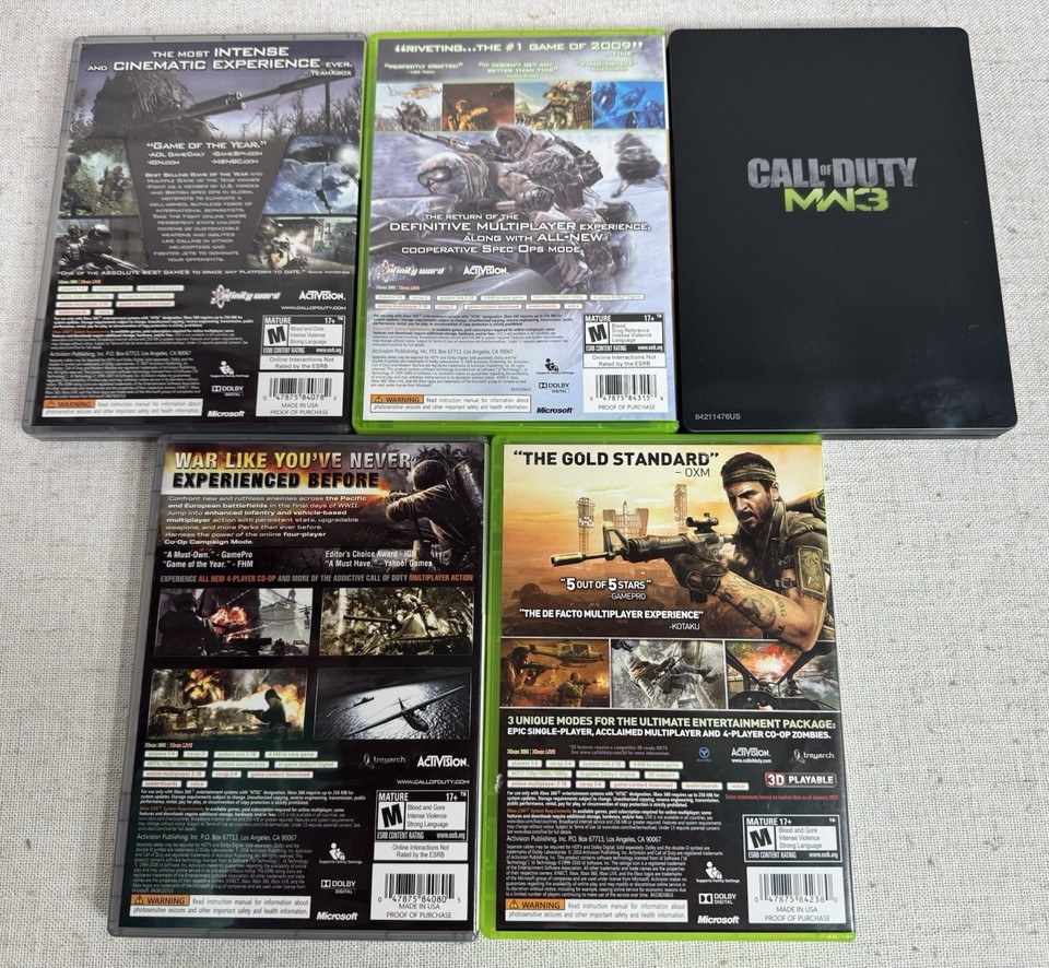 Xbox 360 COD Modern Warfare MW3 Steelbook Black Ops World War MW MW2 ...