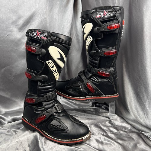 AXO Boxer Motocross Riding Boots Men's 10 US / EU 44 Black Red Enduro ...