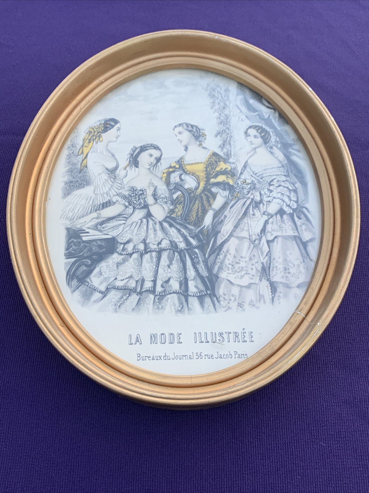Vintage HUGO SCHMIDT CO Oval Framed Art La Mode Illustree French Ladies ...