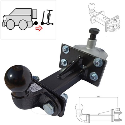 Tow bar Tow Ball Extension for bike racks carriers for VW Multivan II ...