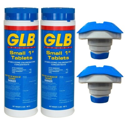 Small 1 Inch 2 lb Chlorine Tablets with FREE Floaters 71250A / 4088 (2 ...