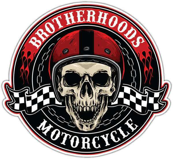Brotherhood Motorcycle Skull Bicker Bike Car Bumper Window Sticker ...
