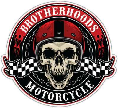 Brotherhood Motorcycle Skull Bicker Bike Car Bumper Window Sticker ...