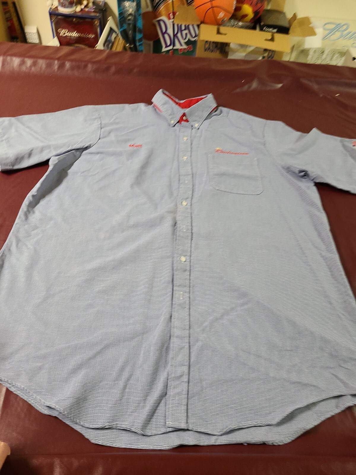 Vintage Budweiser Uniform Shirt Adult Blue Pocket But… - Gem