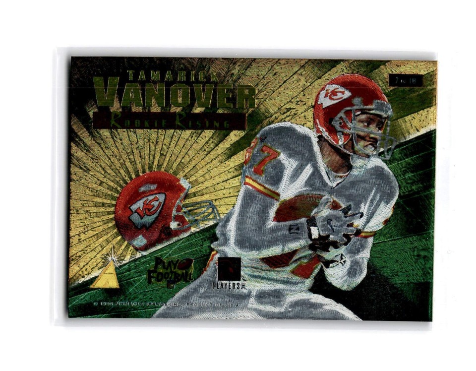 TAMARICK VANOVER 1996 PINNACLE NFL FOOTBALL ROOKIE RISING INSERT CARD ...