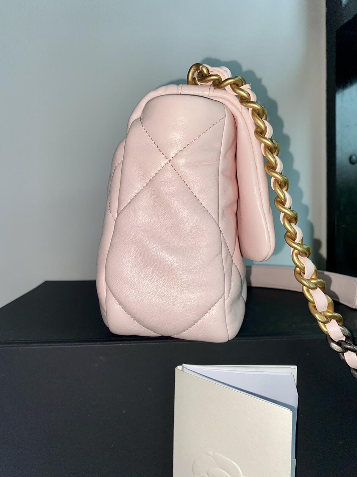 CHANEL 19 Pink Lambskin LEATHER CLASSIC FLAP Small BAG Handbag Purse ...