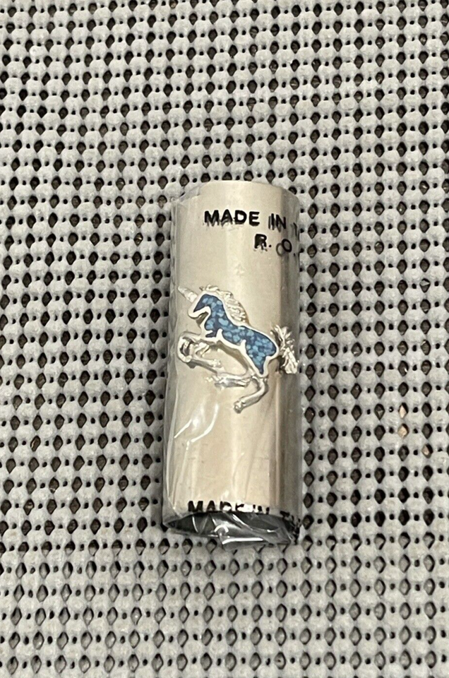 Vintage Silver Tone UNICORN Chip Turquoise LIGHTER Cover Sleeve Case ...