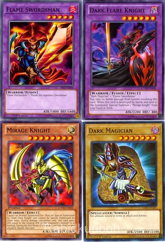 Yugioh Dark Flare Knight + Mirage Knight + Flame Swordsman + Dark ...