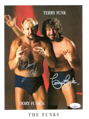 Terry Funk & Dory Funk Jr dual signed 8x10 Photo (w/ JSA) | eBay