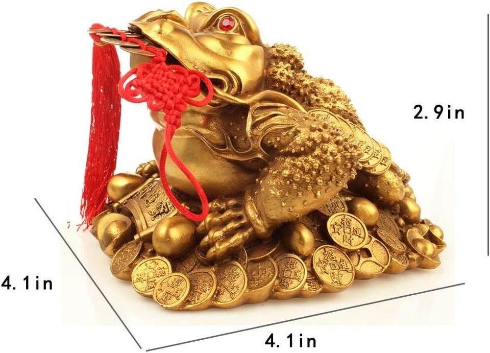 Brass Feng Shui Money Frog (Three-Legged Wealth Frog or Money Toad ...