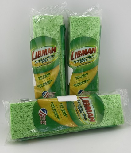 3-Pack Libman Scrubster Mop Snap On Refill Easy Change Super Absorbent ...