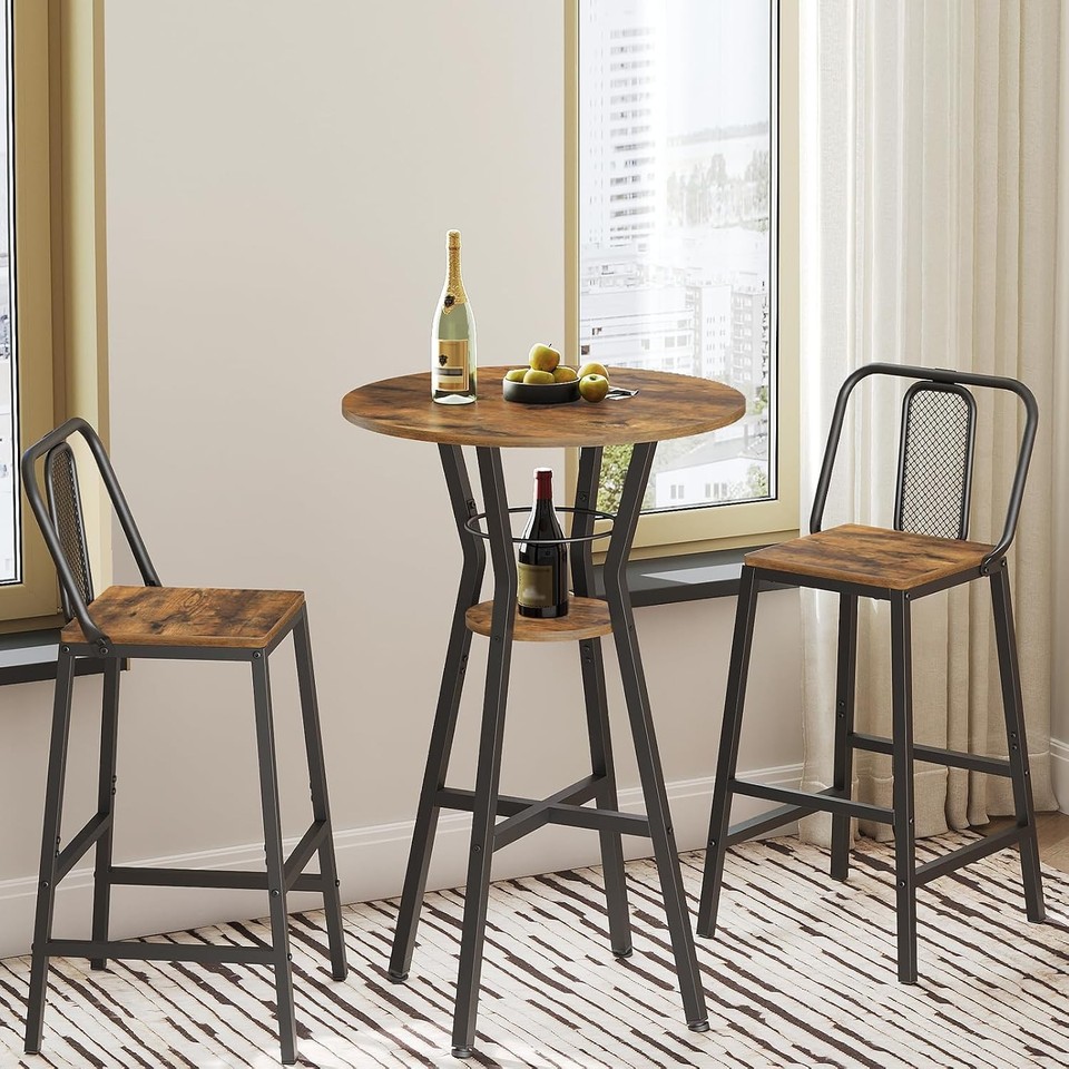 Bar Table 2-Tier Round High Top Table Pub Table Home Bar Counter Height ...