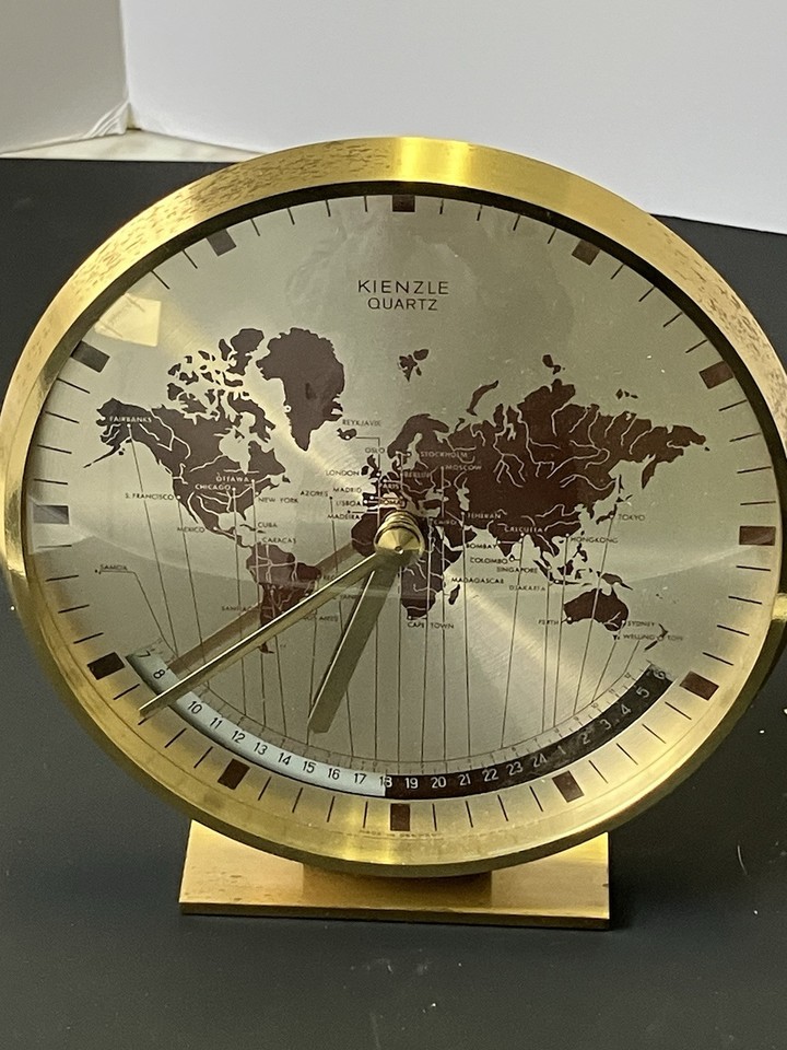 Working KIENZLE World Time Zone Heinrich Muller design Table Clock ...