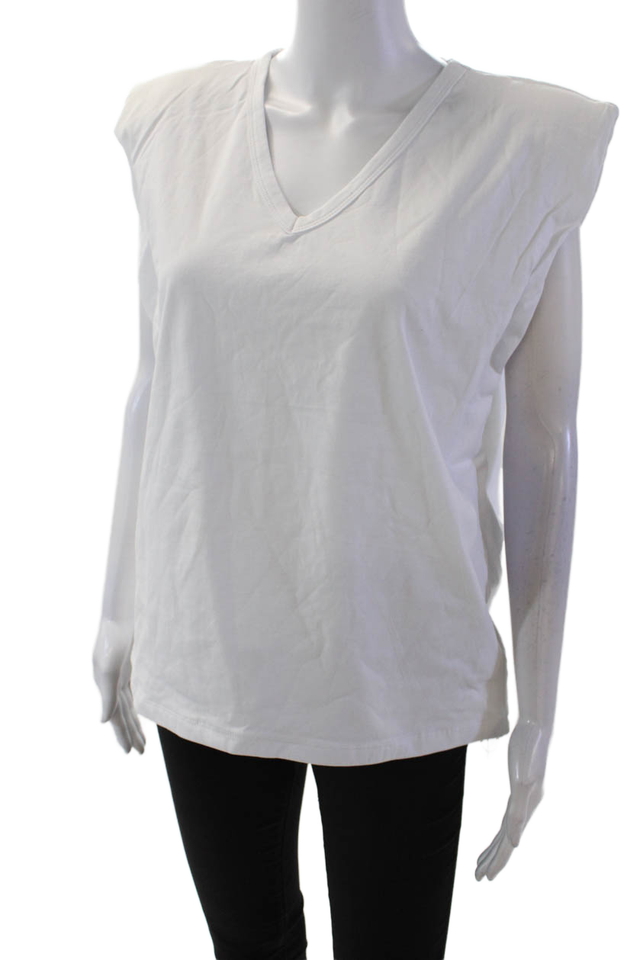 Blank NYC Womens Cotton V Neck Padded Sleeveless Tank Top White Size S ...