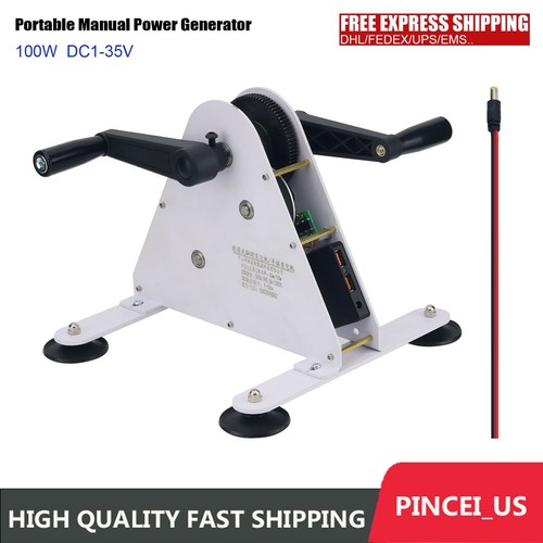 Portable Manual Power Generator 100W DC1-35V Metal Hand Electricity ...