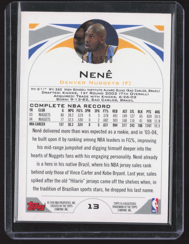 2004-05 Topps Nene Black /500 #13 | eBay