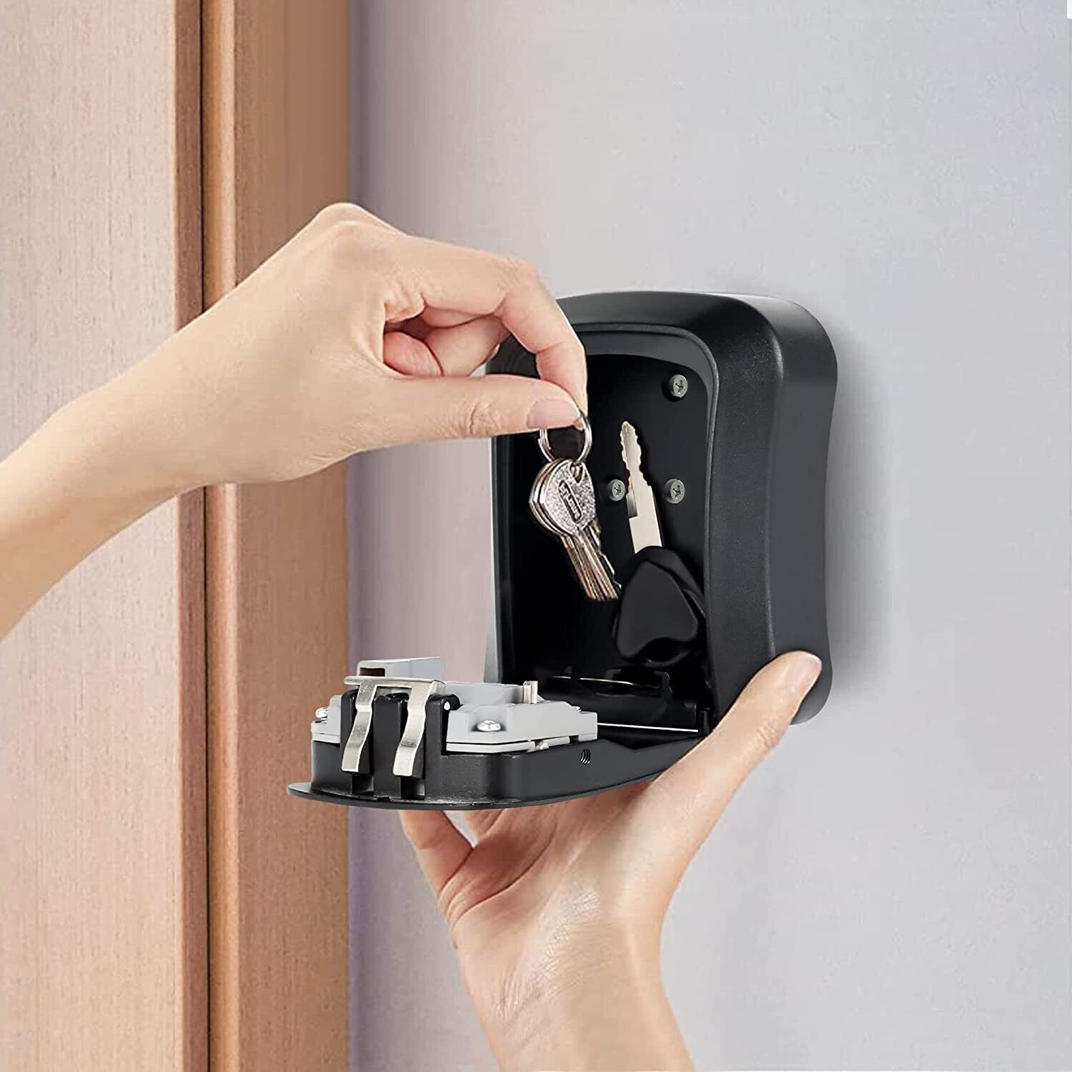 Wall Mounted Key Safe - 4 Digits Combination Key Safe Outdoor Key Lock ...