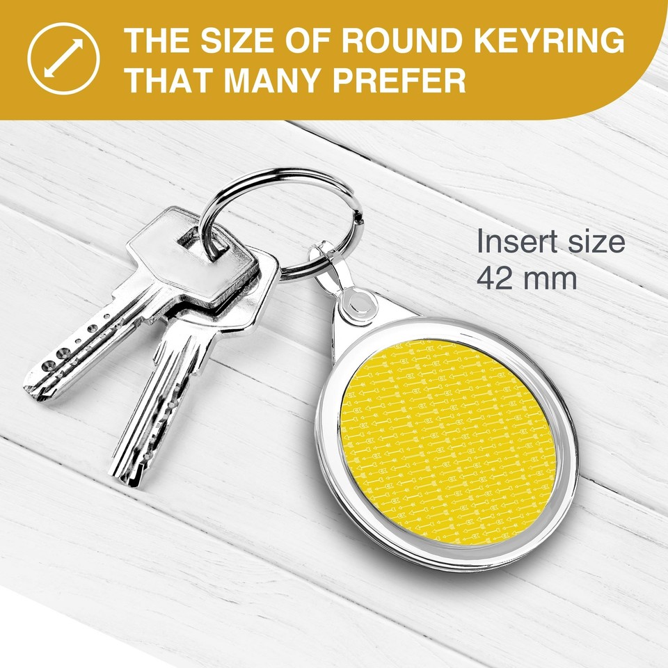 Keyring Circle - Yellow Arrow Pattern Boho Hippy Print #46484 | eBay