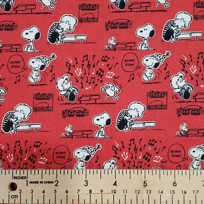 1/4 Yard (9'" x 43") Peanuts Boogie Down 100% Cotton Fabric Snoopy ...