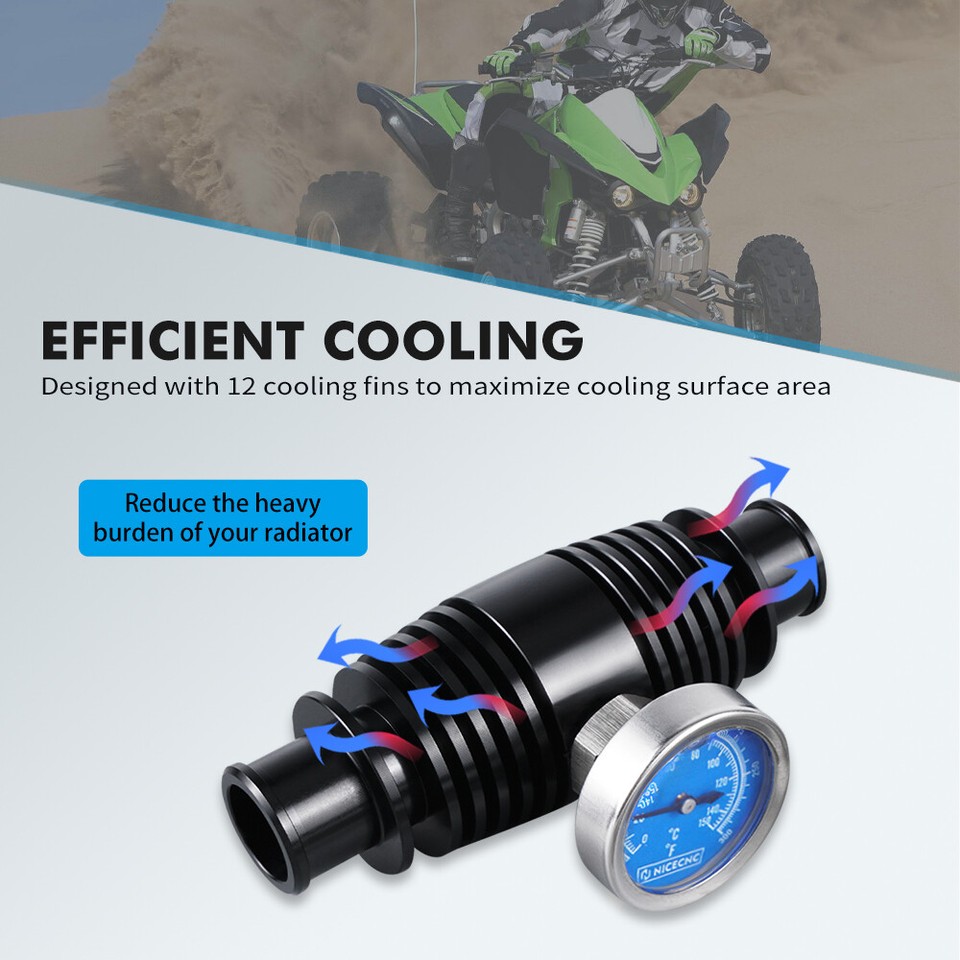 In-Line Water Cooler Radiator Hose W/ Temp Gauge For Yamaha Raptor 700 ...