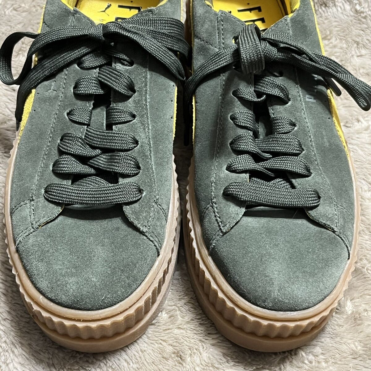 Puma x Rihanna Fenty Cleated Creeper Lace-Up Green Suede Puma x Rihanna Fenty Cleated Creeper Lace-Up Green Suede