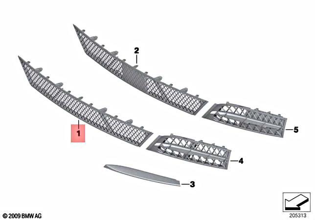 Genuine BMW F07 Gran Turismo Front Bumper Center Grille OEM 51117200729 ...