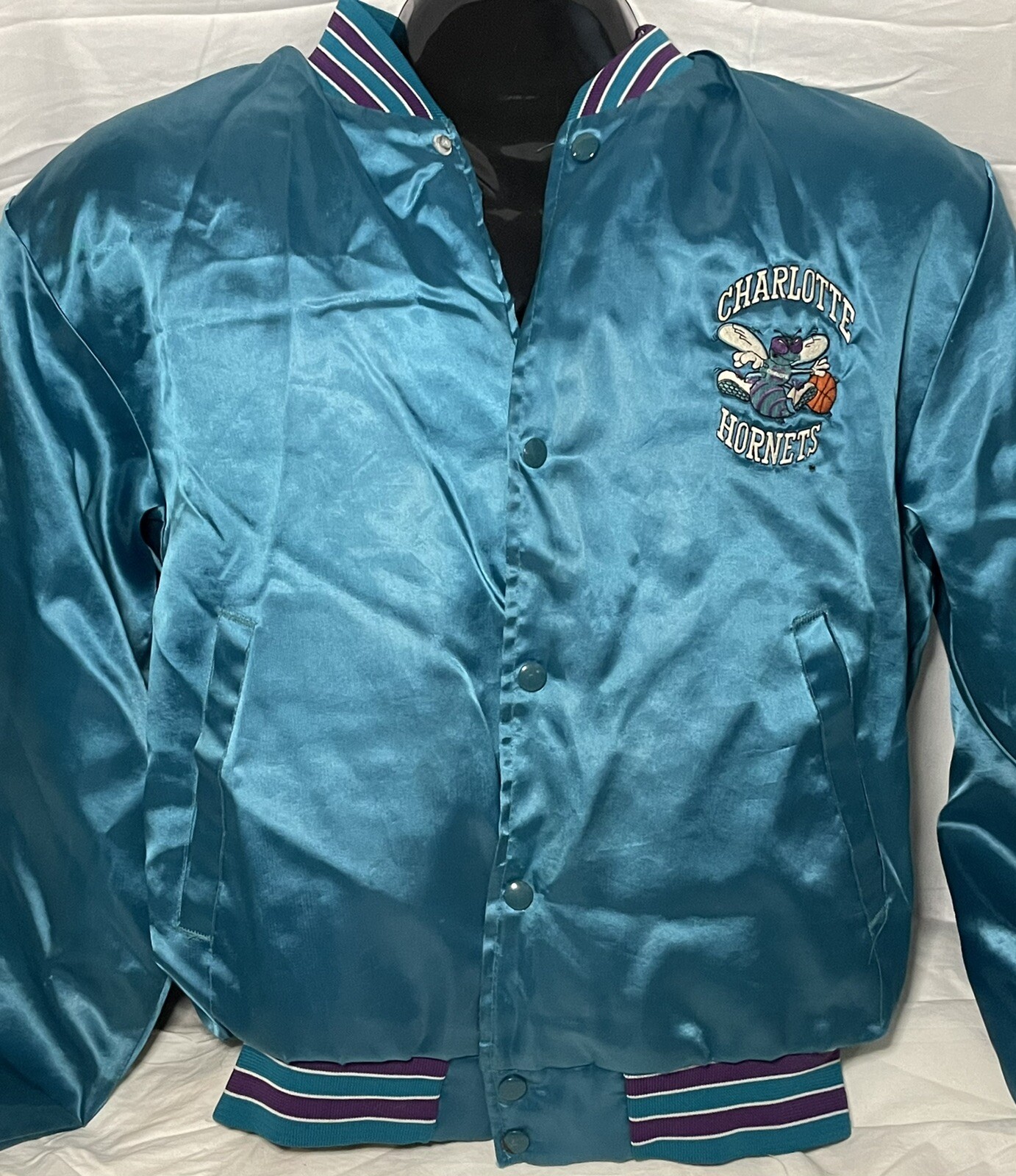 Vintage 1990s Swingster Charlotte Hornets Satin Jacke… - Gem