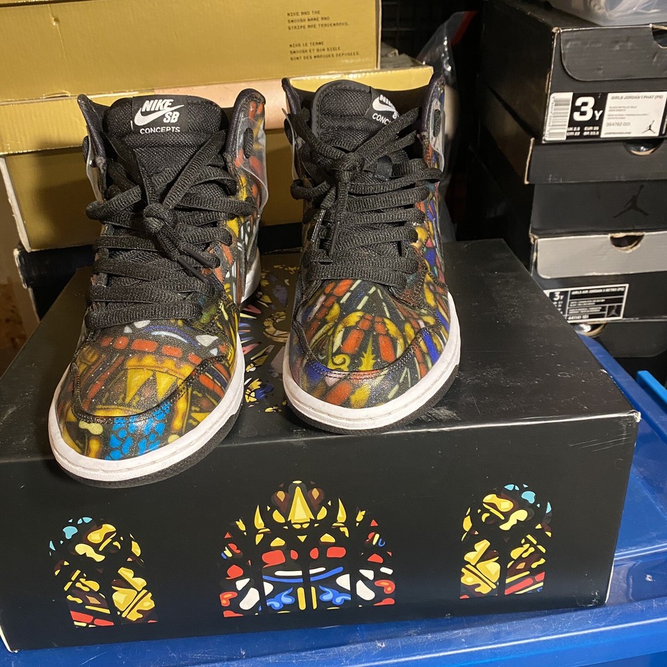 Nike SB Dunk High Concepts Stained Glass Size 9.5 Limited Edition Box ...