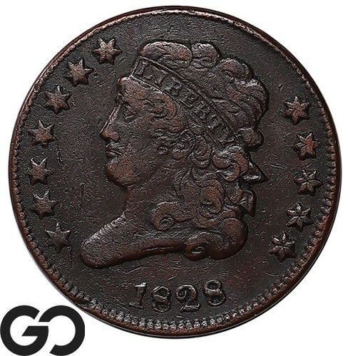 1828 Half Cent, Classic Head, Tough Early Date Copper Coin ** Free ...
