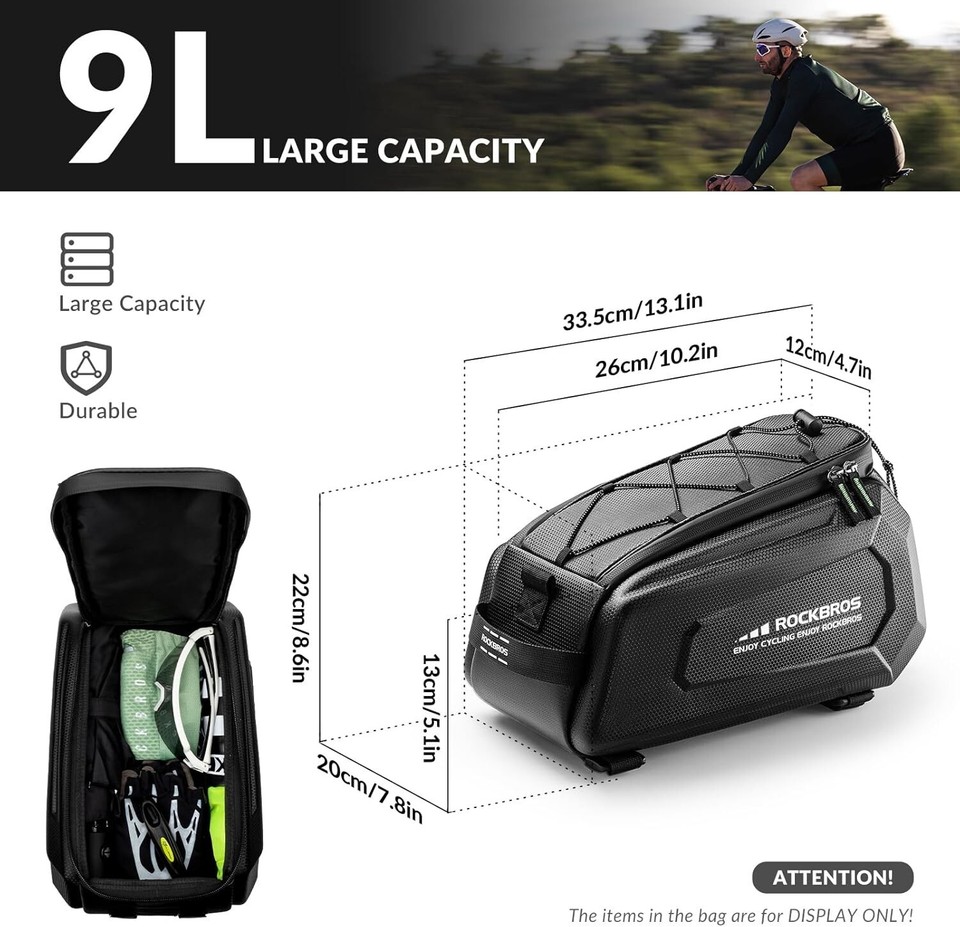 ROCKBROS Bike Rear Seat Pack Trunk Pannier Rack Bag Waterproof Carbon ...