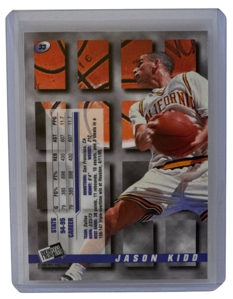 Jason Kidd 1995 Press Pass Draft Pick Gold Label Rookie Card Mavericks ...